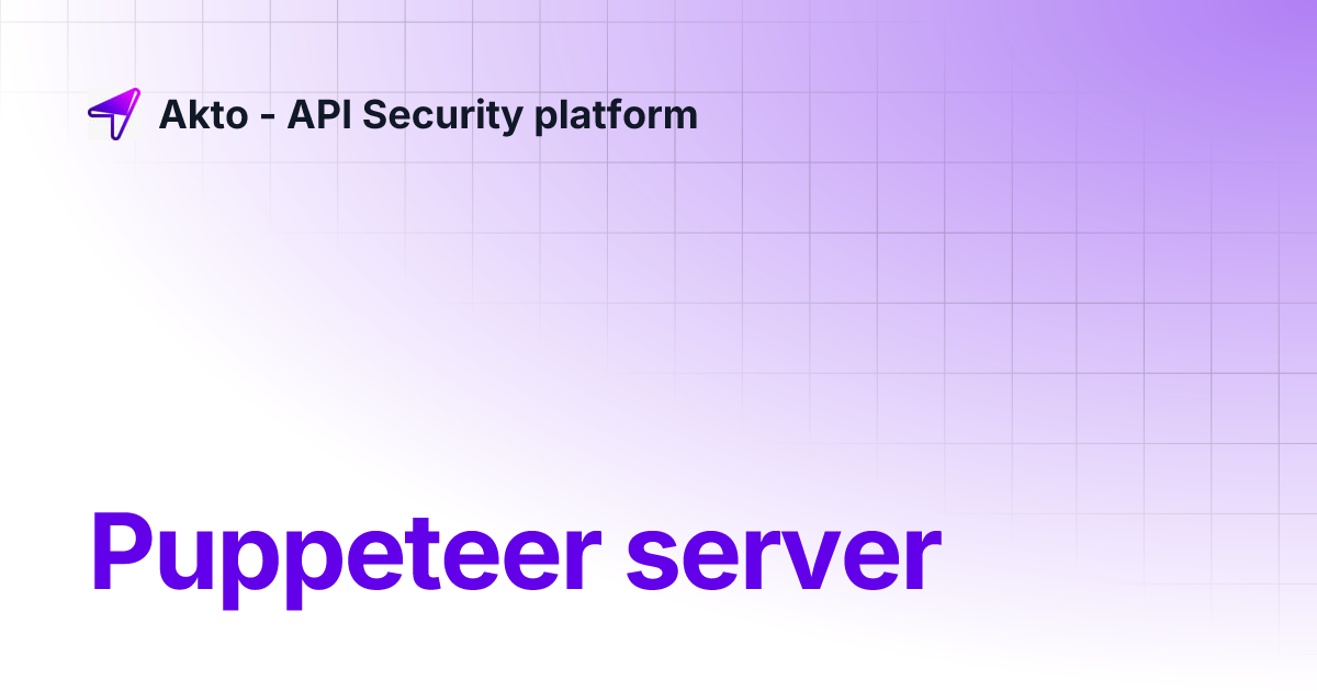 Puppeteer server | Akto - API Security platform